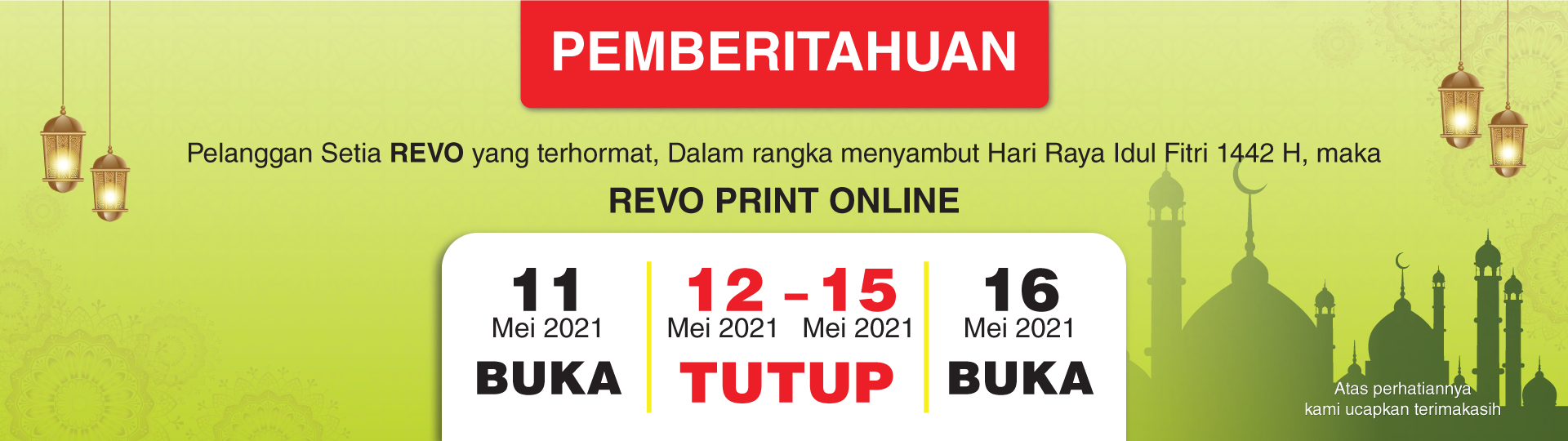 Revo Print Online Pemberitahuan Libur Idul Fitri 2021